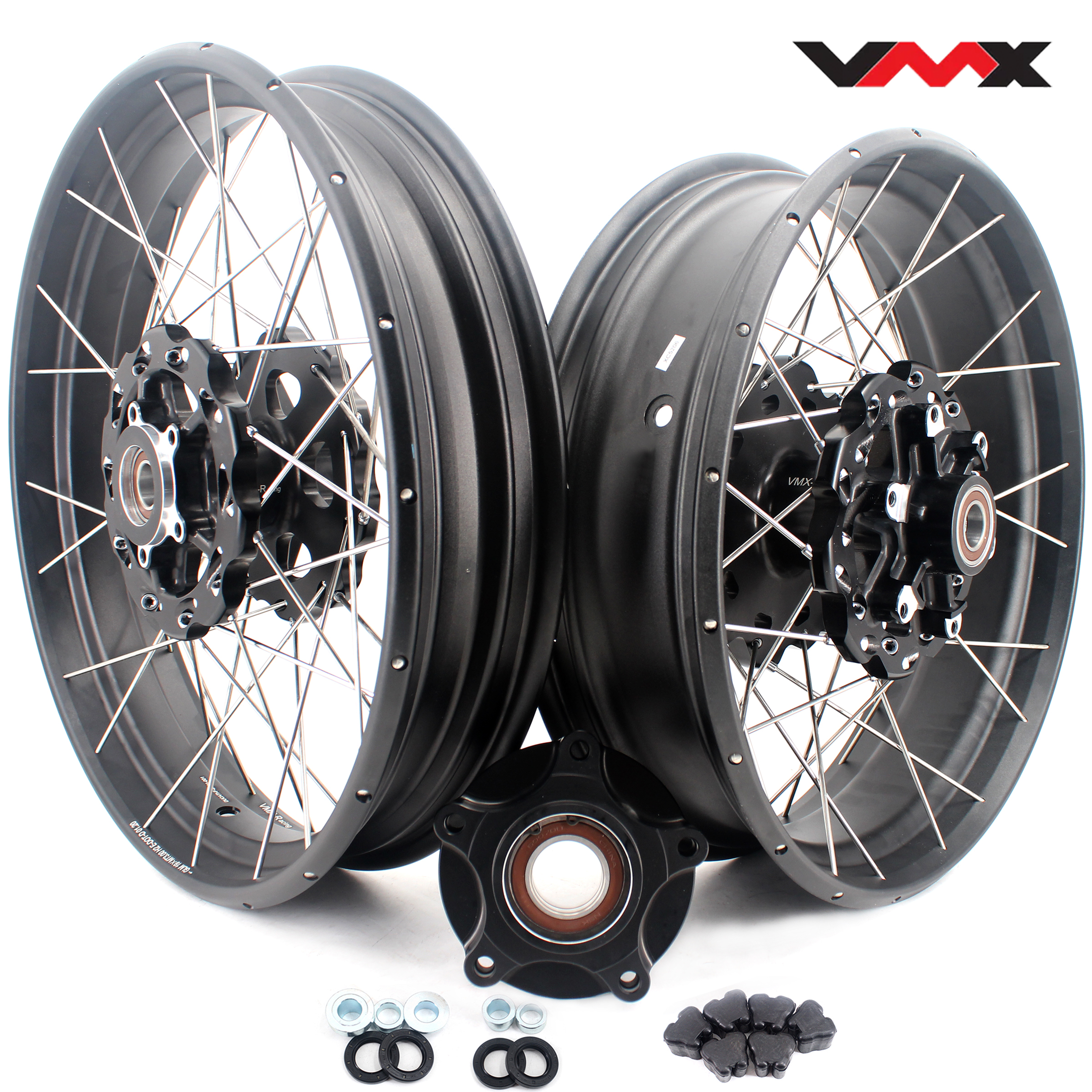VMX-Racing 2.5*18 & 5.5*17 Tubeless Wheels Black Rims For Ducati Scram ...