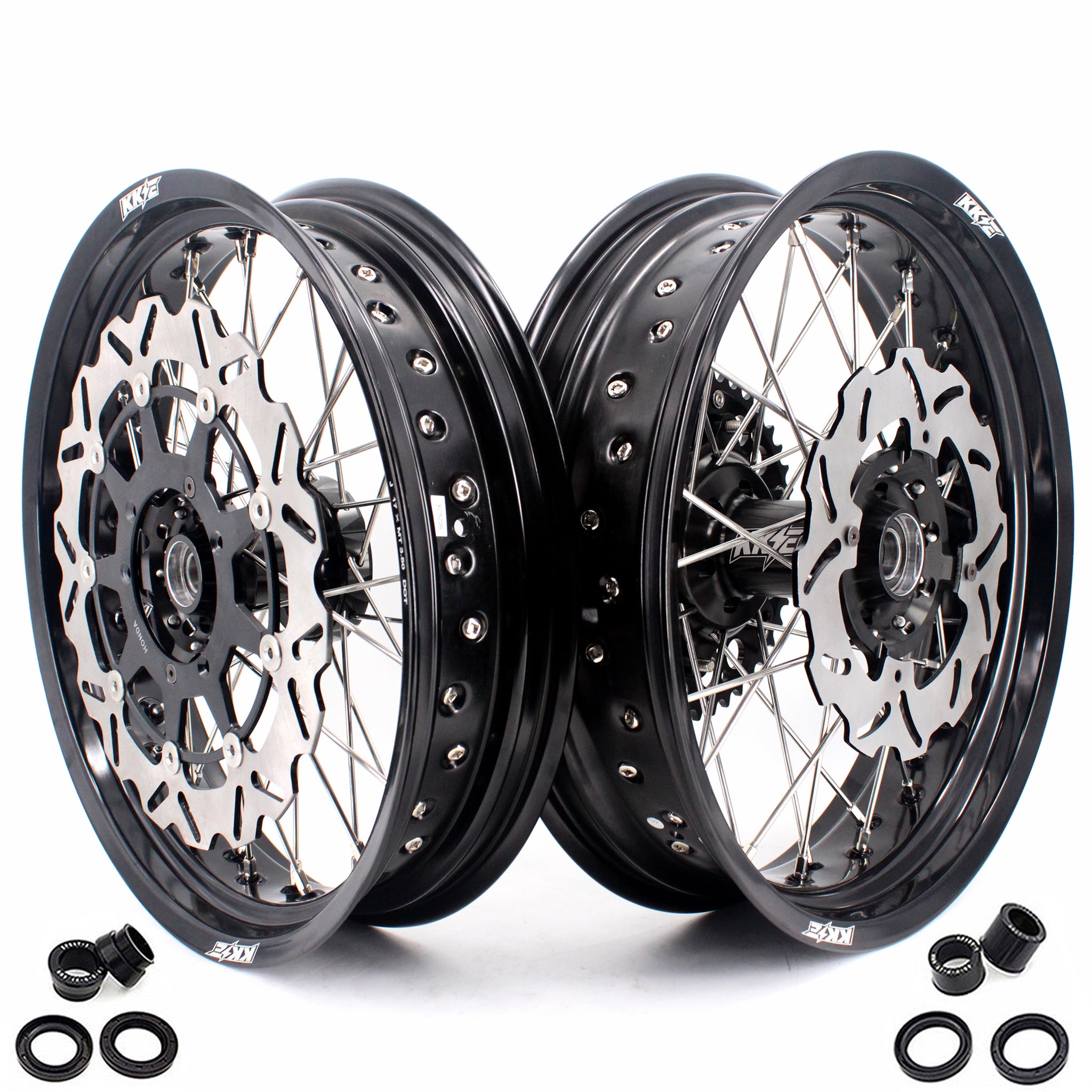 KKE 17 inch Supermoto Wheels Rims for HONDA XR650L 1993-2024 Black Hub ...
